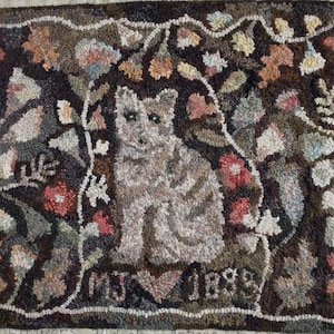Rug Hooking PATTERN, Cat and Flowers, 24" X 36", Antique Adaptation ...