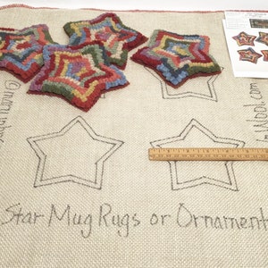 Star Mug Rugs, KIT or Wool Pack, WP226, DIY Mug Rugs or Ornaments ...