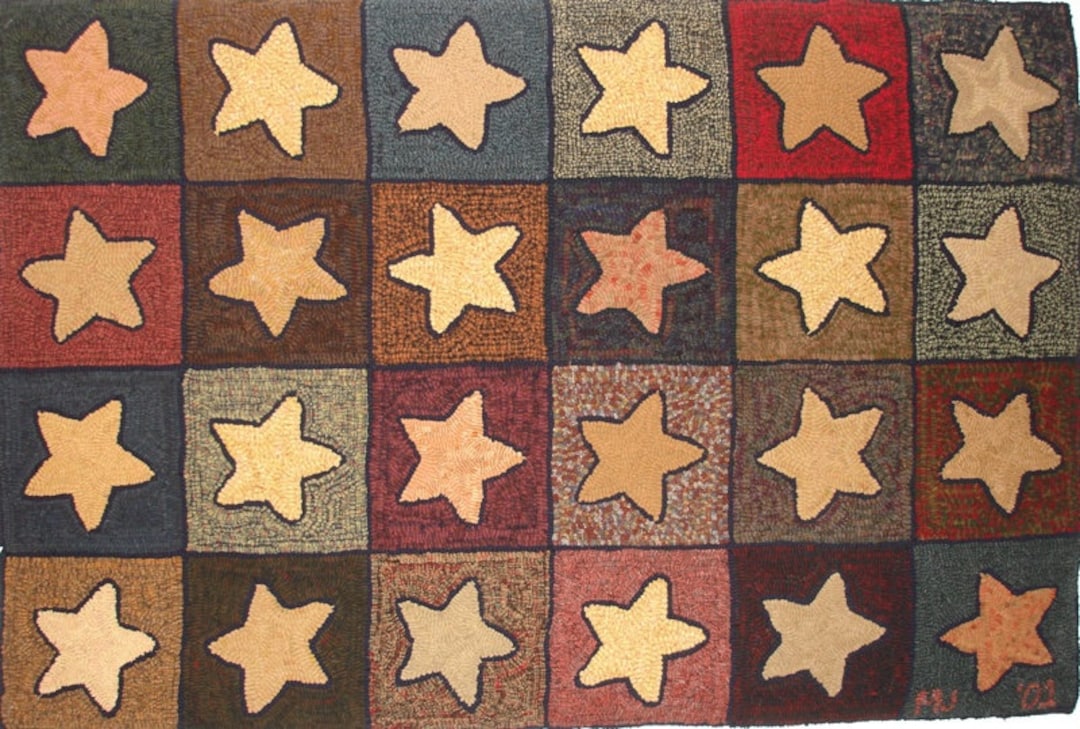 Rug Hooking Pattern, Stars Abound, 36" X 54", P111, Primitive Hooked ...