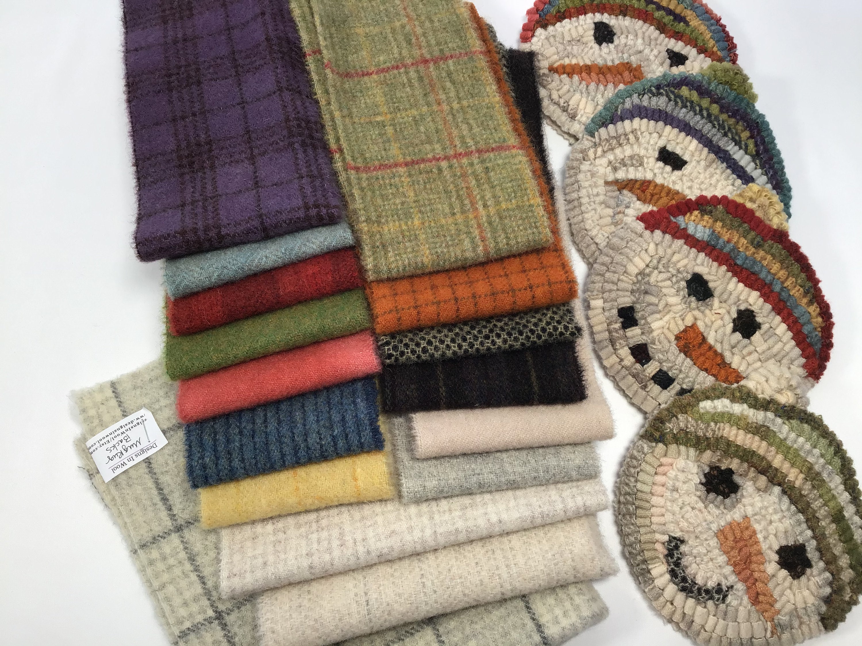 Snowmen Mug Rugs, DIY Rug Hooking, WP215, Wool Pack Only or Kit with ...