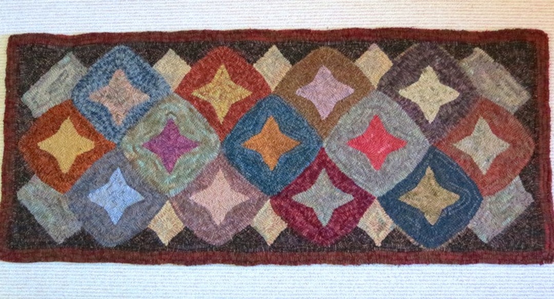 Rug Hooking PATTERN, Geometric Stars 22" X 52", P218, DIY Primitive ...