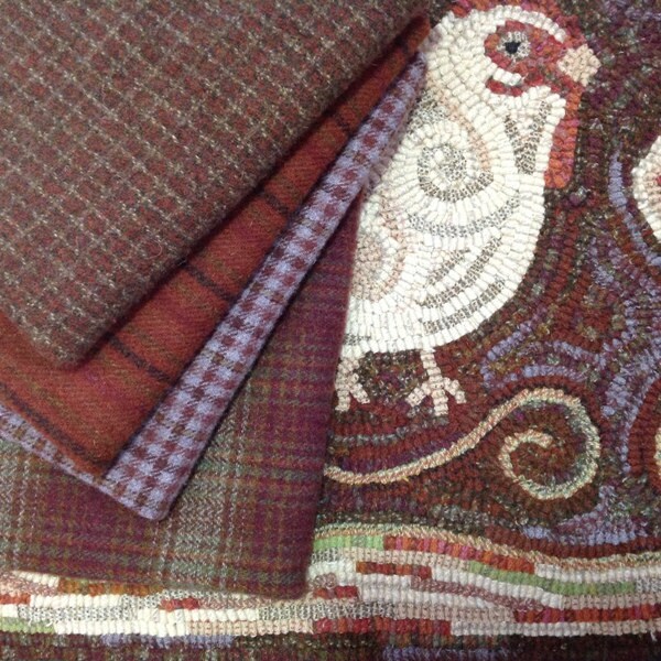 Raisins and Plums, Wool for Rug Hooking and Applique, 4 pieces, Select ...