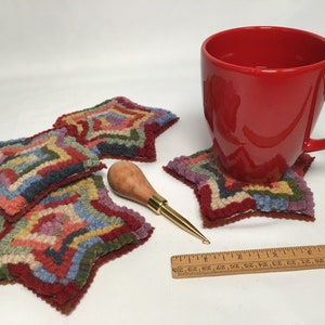 Rug Hooking PATTERN, Star Mug Rugs, P157, Folk Art Stars Coasters, DIY ...