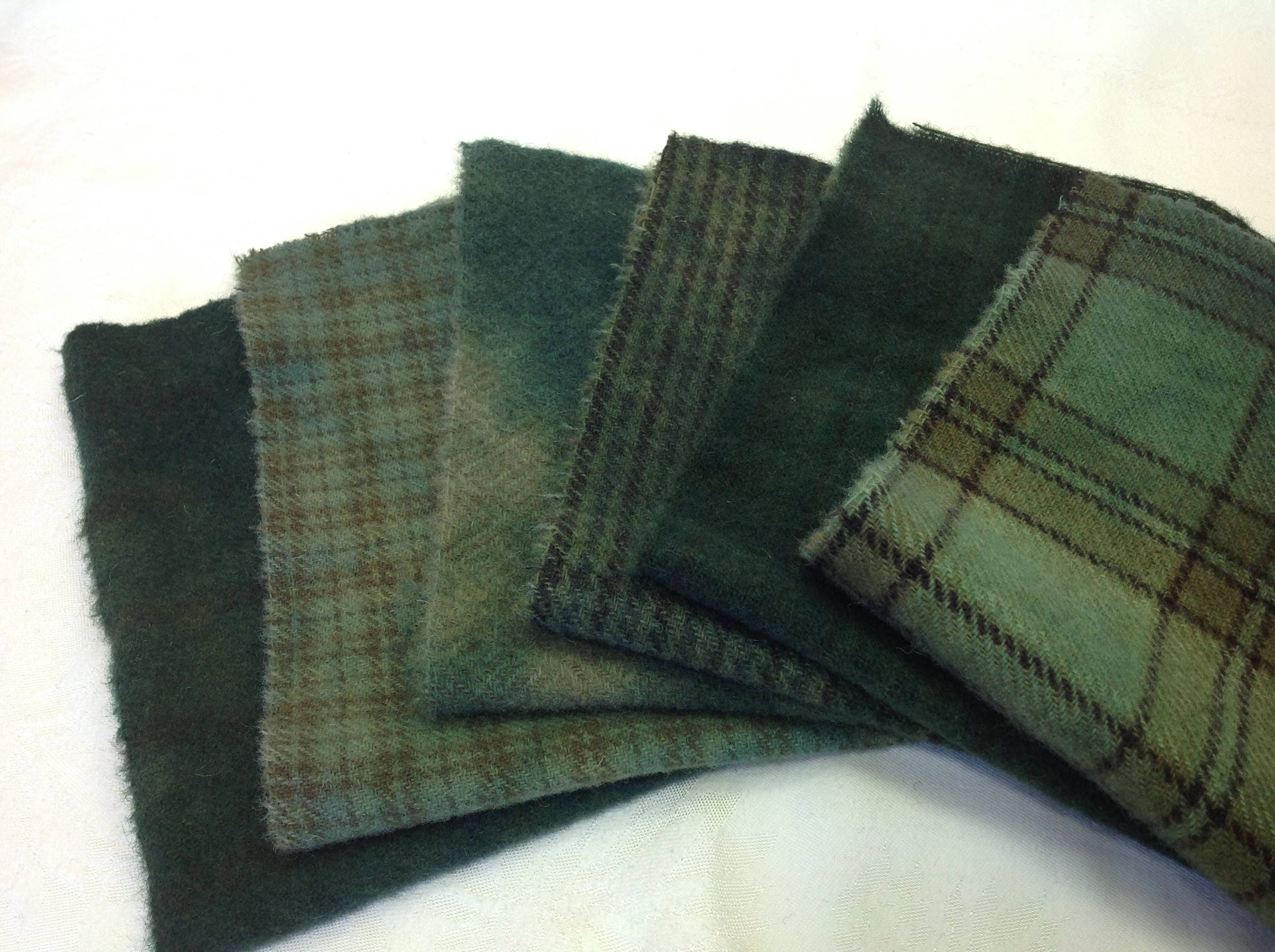 6) fat 1/16ths, Evergreen Textures, Hand Dyed wool fabric for Rug ...