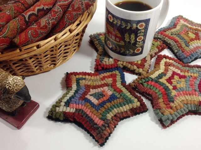 Rug Hooking PATTERN, Star Mug Rugs, J857, Folk Art Stars Coasters, DIY ...