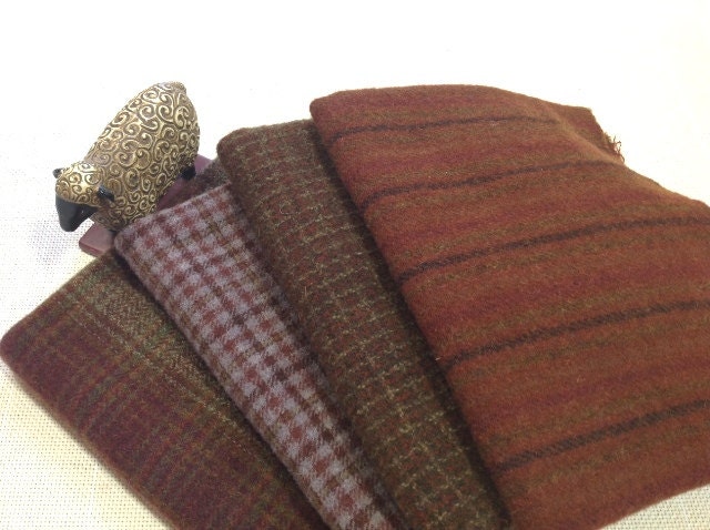 Raisins and Plums, Wool for Rug Hooking and Applique, 4 pieces, Select ...