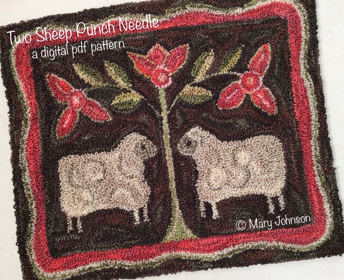 Punch Needle DIGITAL Pattern, Two Sheep by Mary Johnson, Digital ...