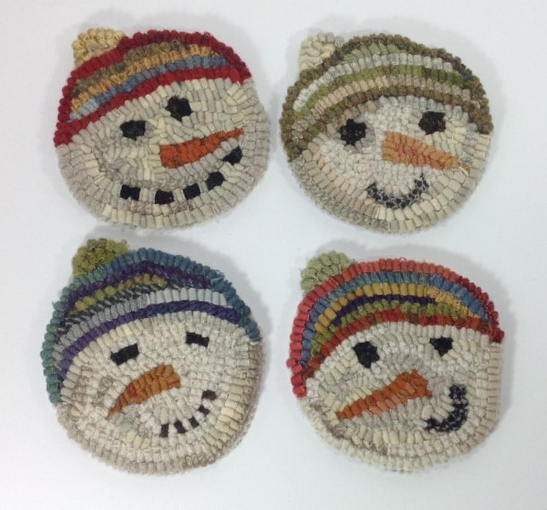 Rug Hooking PATTERN Snowmen Mug Rugs P155 Primitive Snowmen - Etsy Canada