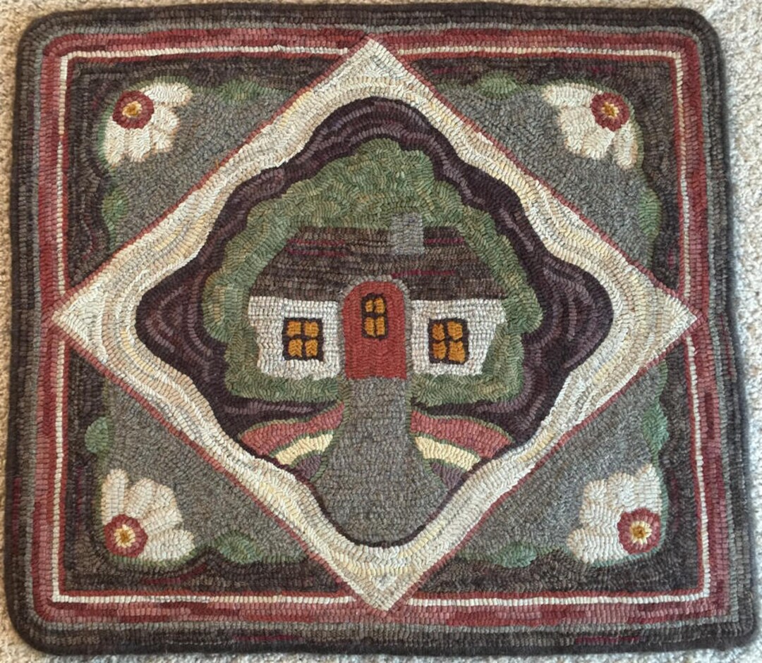 Rug Hooking PATTERN, "cottage Retreat", 28" X 32", Primitive Rug Design ...