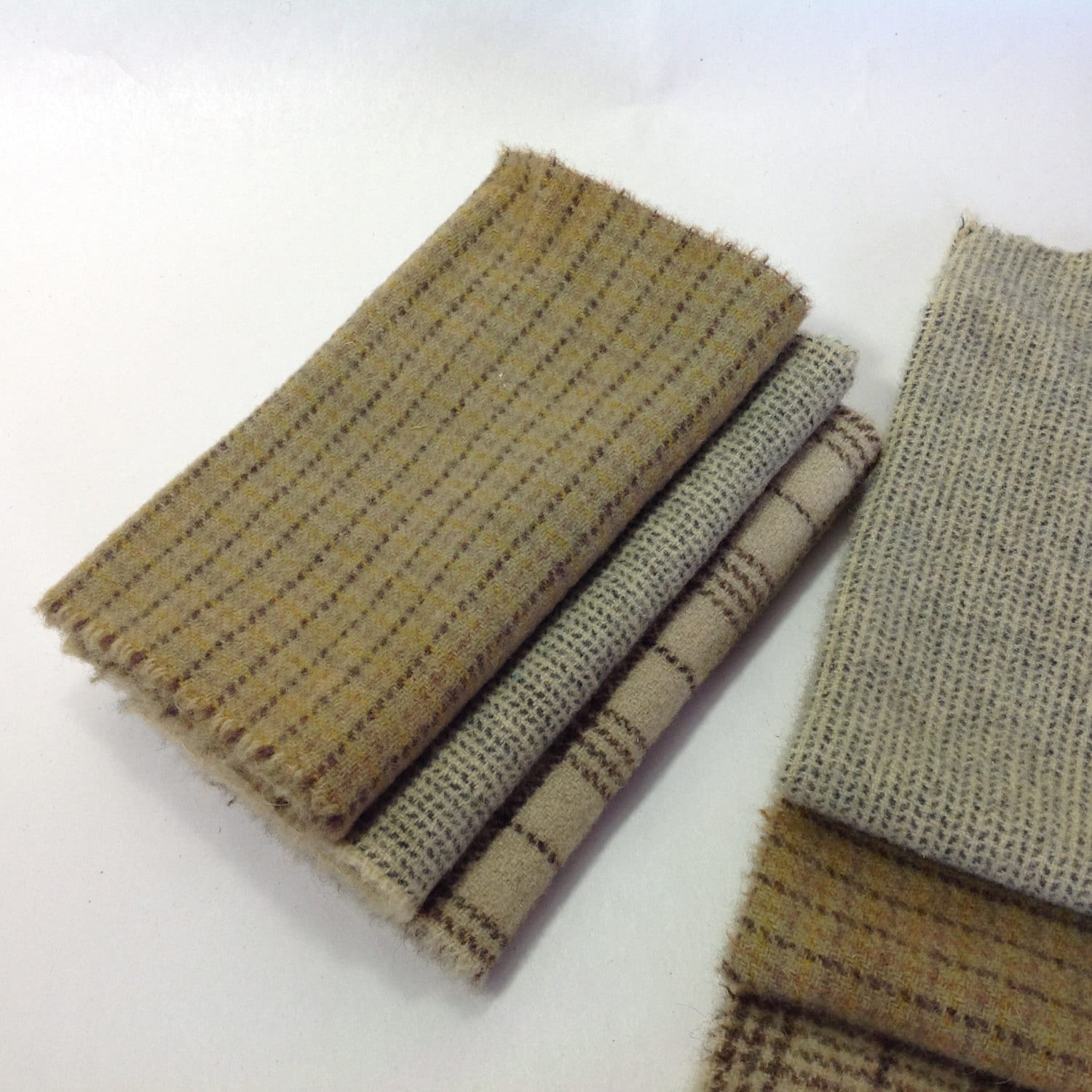 3) Fat 1/16ths, Light Khaki Textures, Hand dyed wool fabric for Rug ...