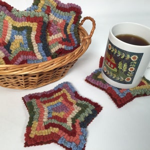 Rug Hooking PATTERN, Star Mug Rugs, P157, Folk Art Stars Coasters, DIY ...
