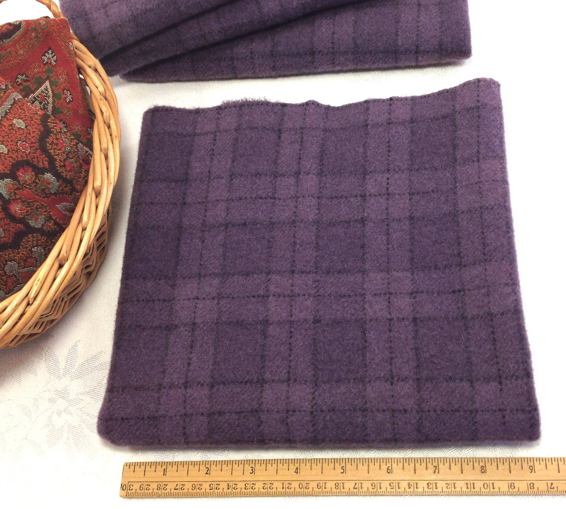 Fat 1/4 yard, Purple Plaid, Mill Dyed Wool Fabric, W438, medium purple ...