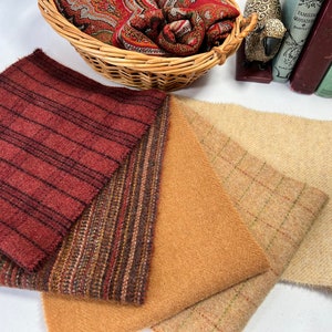 Old World Wool Pack, 5) Fat 1/16ths Mill Dyed Wool Fabric for Rug ...