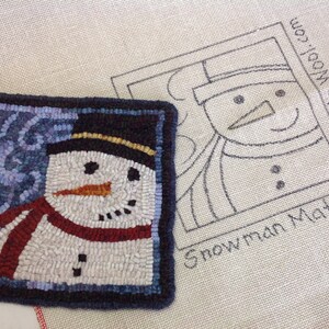 Rug Hooking PATTERN, Snowman Mat, 8" X 8", P118, DIY Primitive Rug ...