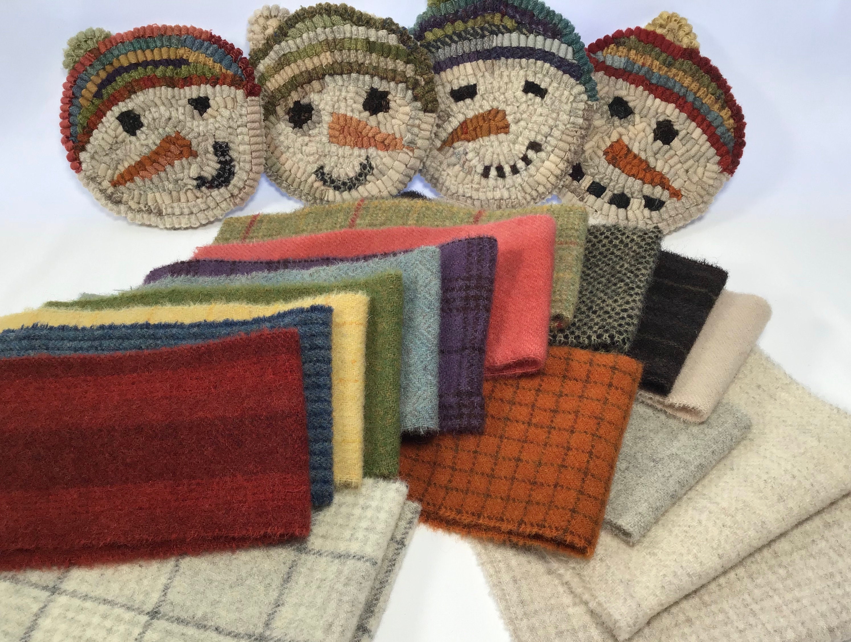 Snowmen Mug Rugs, DIY Rug Hooking, WP215, Wool Pack Only or Kit with ...