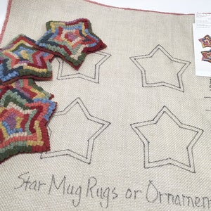 Rug Hooking PATTERN, Star Mug Rugs, P157, Folk Art Stars Coasters, DIY ...