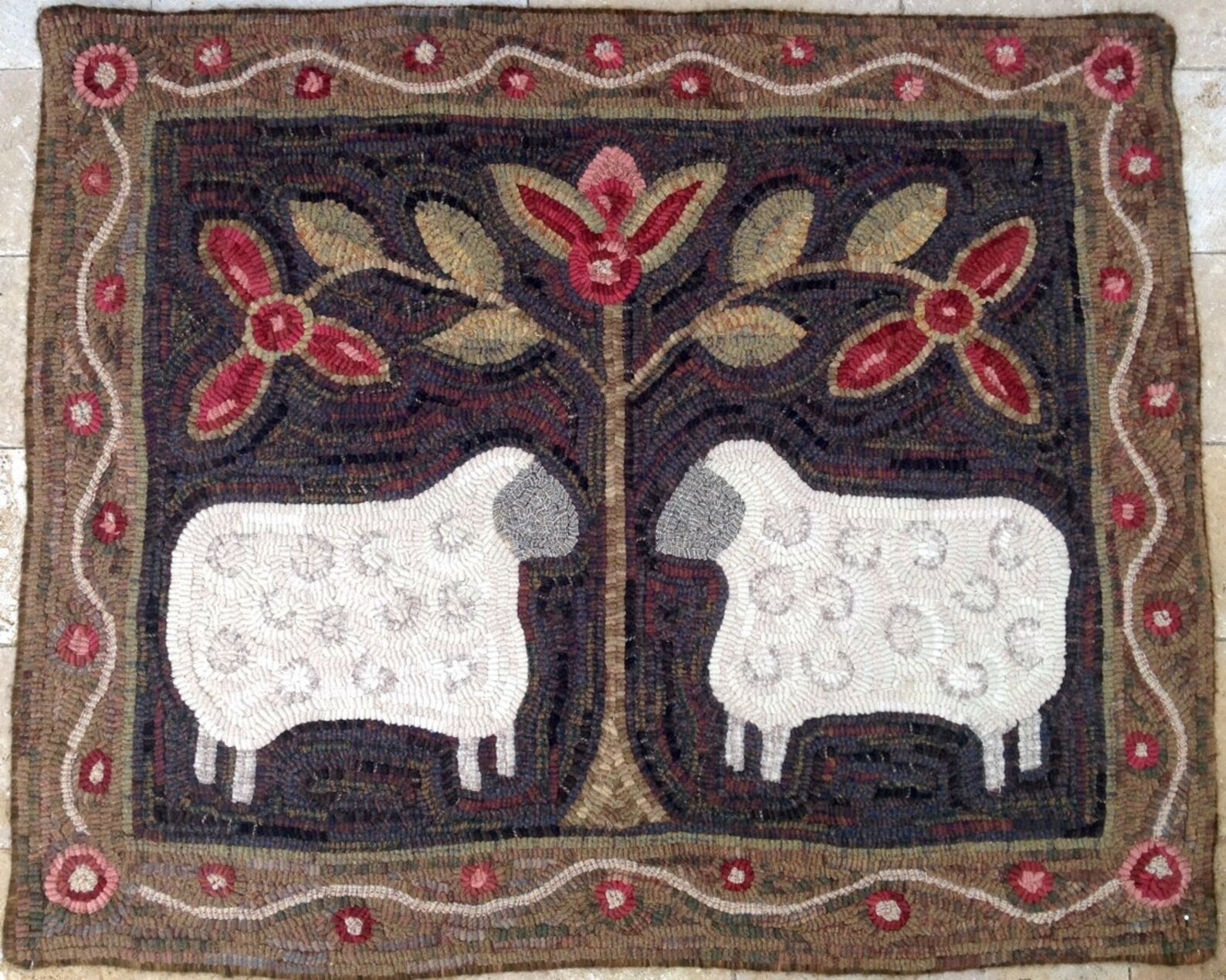 Rug Hooking PATTERN, Two Sheep, 28 X 36, P173, Folk Art Sheep, DIY ...