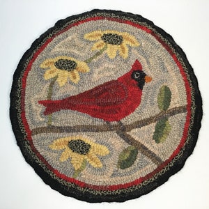 Rug Hooking PATTERN, Cardinal Chair Pad or Table Mat, 14" Round, P136 ...