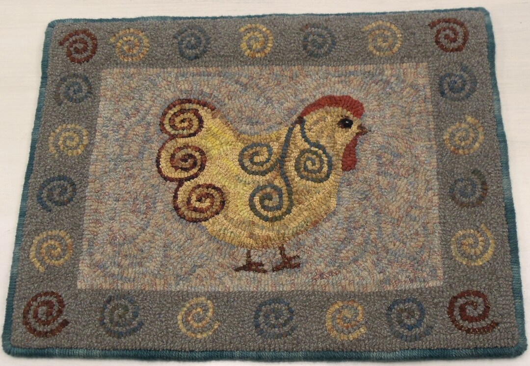 Rug Hooking PATTERN, Spiral Chicken, 16" X 20", P103, DIY Primitive Rug ...