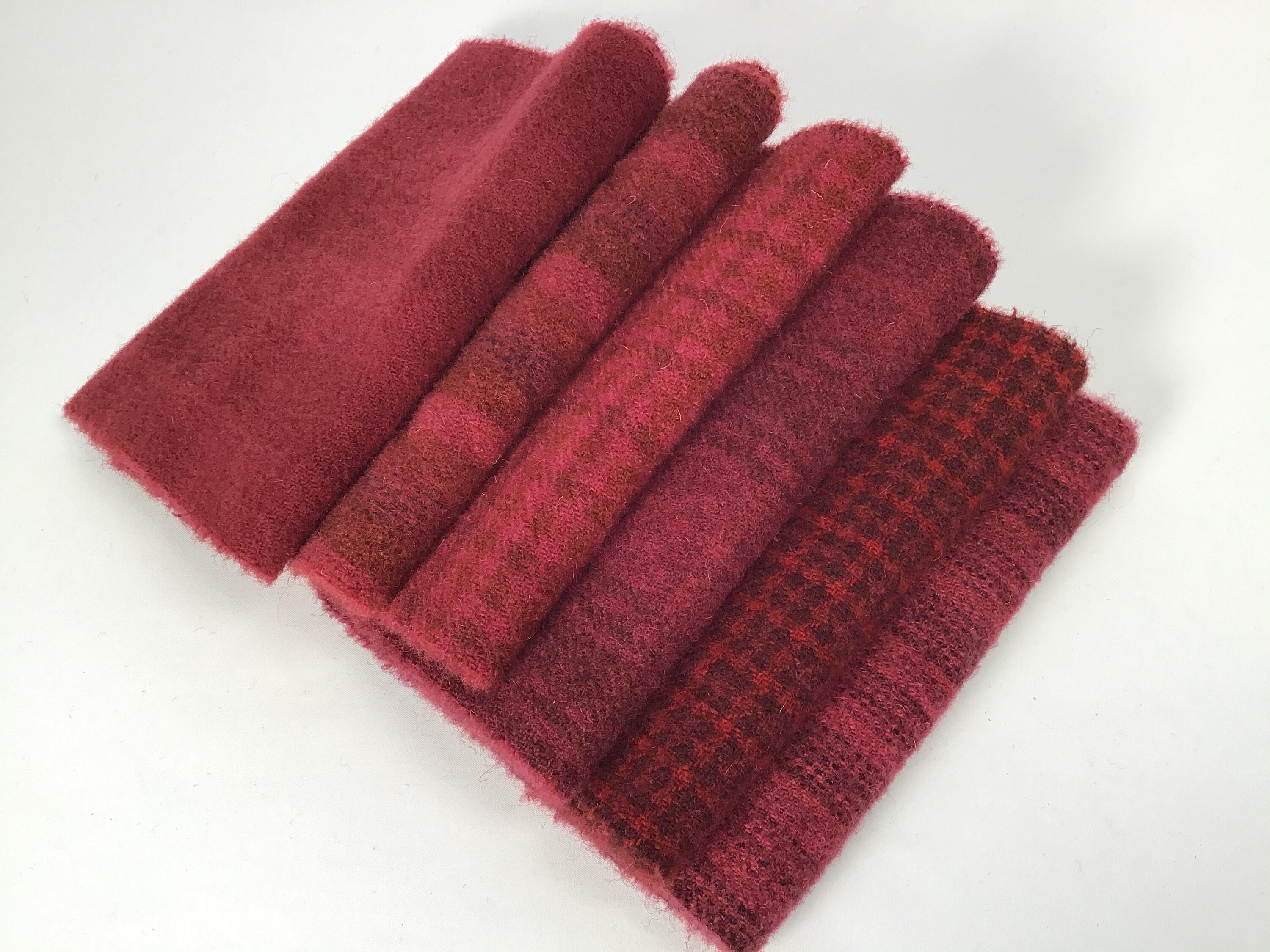 Mulberry Jam Bundle, 6) Fat 1/16ths, hand dyed wool fabric for Rug ...