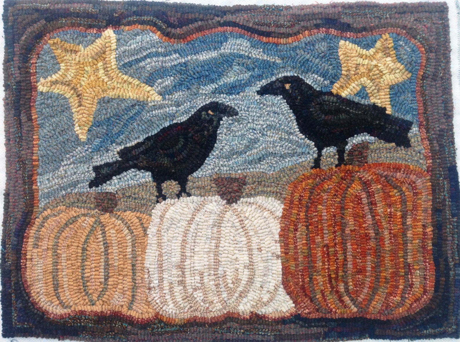 Rug Hooking PATTERN, Two Crows and Three Pumpkins, 18" X 24", P172 ...