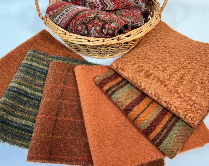 Falling Leaves Wool Bundle, 5) Fat Eighths, Mill Dyed Wool for Rug ...