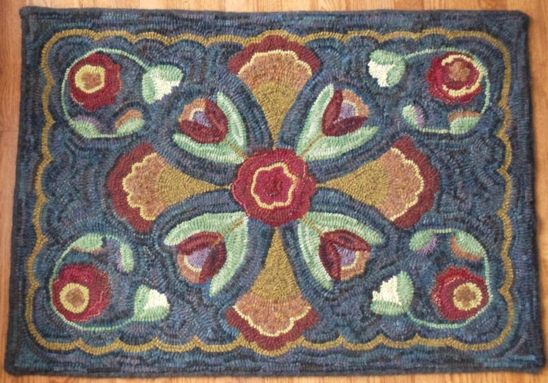 Rug Hooking PATTERN, Tulip Cross 28" X 40", a Primitive Design by Mary ...