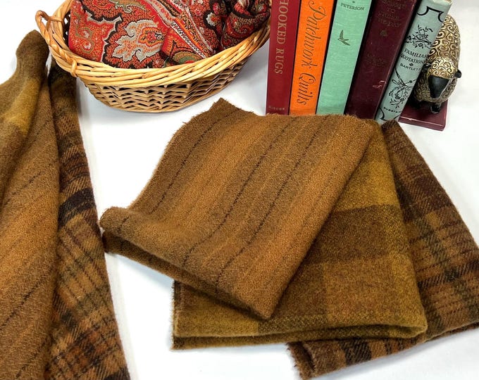 Chestnut Browns, 3) Fat Eighths, Hand Dyed Wool Fabric for Rug Hooking ...