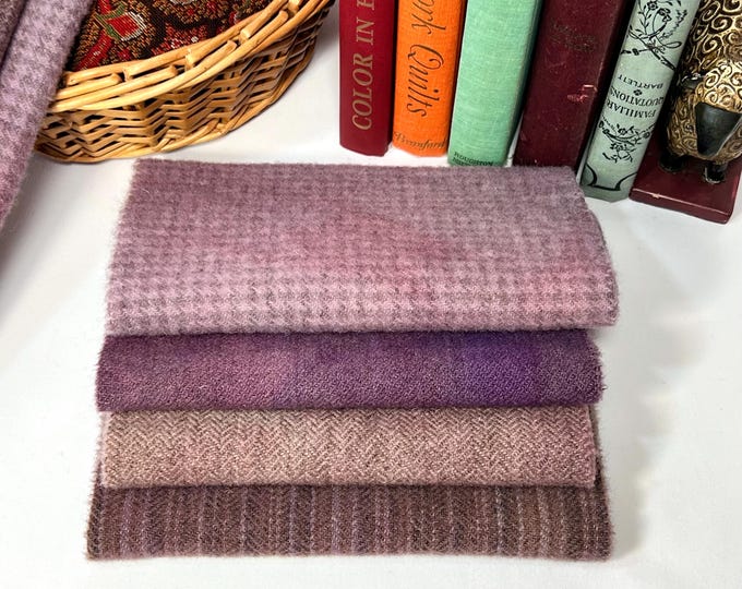 Purple Wool Pack, 4) Fat Sixteenths, Hand Dyed Wool Fabric for Rug ...