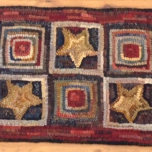 Rug Hooking PATTERN, Stars and Log Cabins Runner, Geometric Design, 12 ...