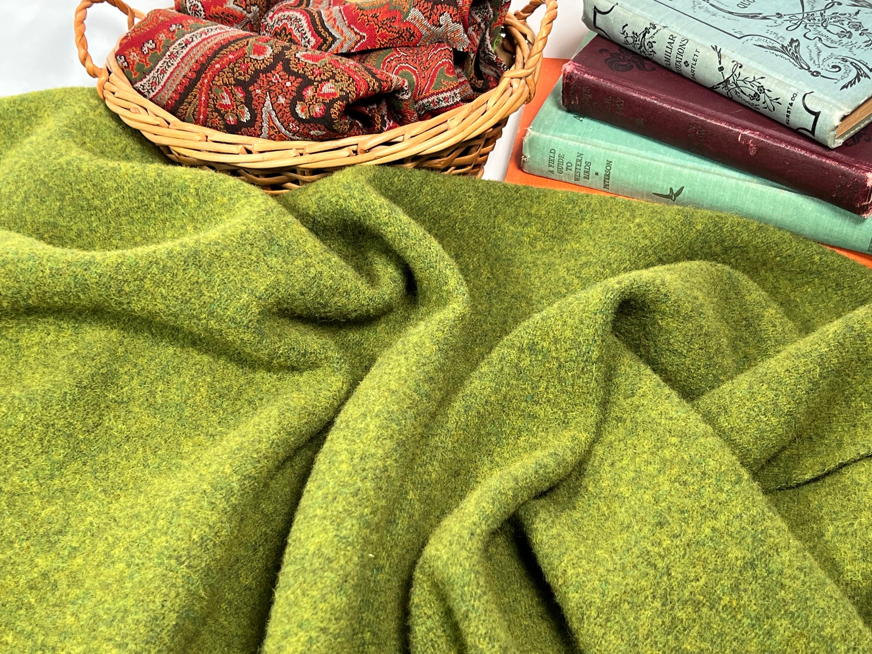 Pesto Green, a mill dyed green wool fabric for Rug Hooking and Appliqué ...