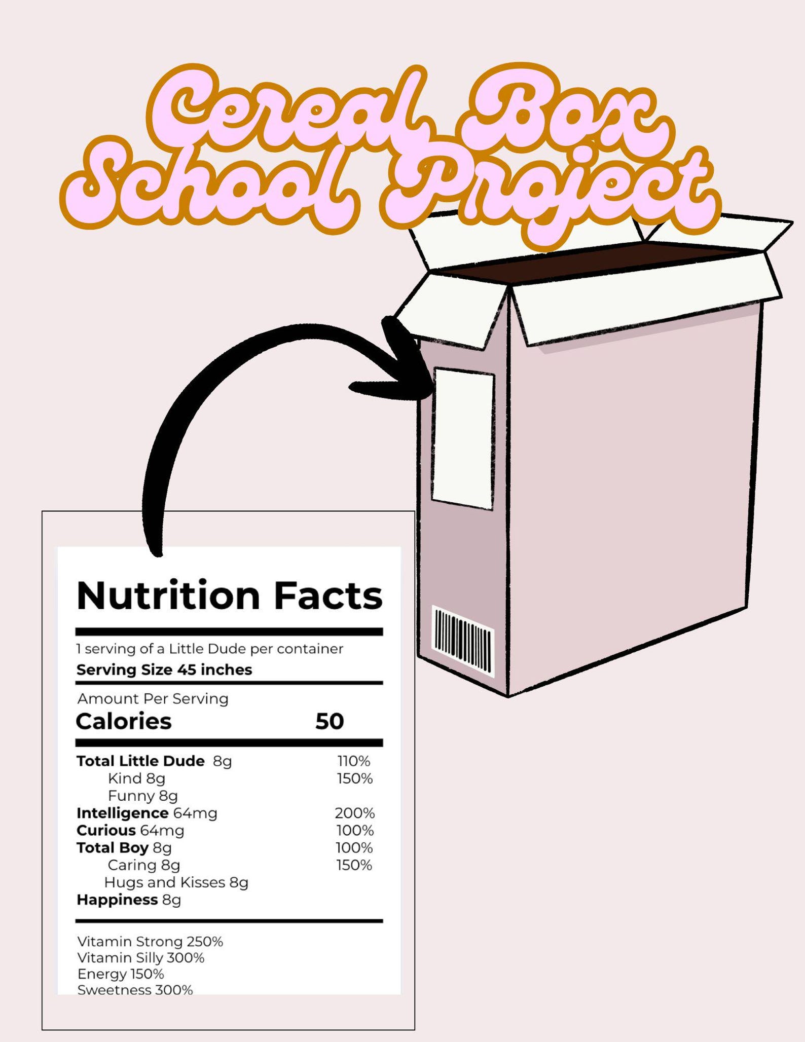 Editable Nutrition Facts Label Cereal Box Kids School Project Little ...