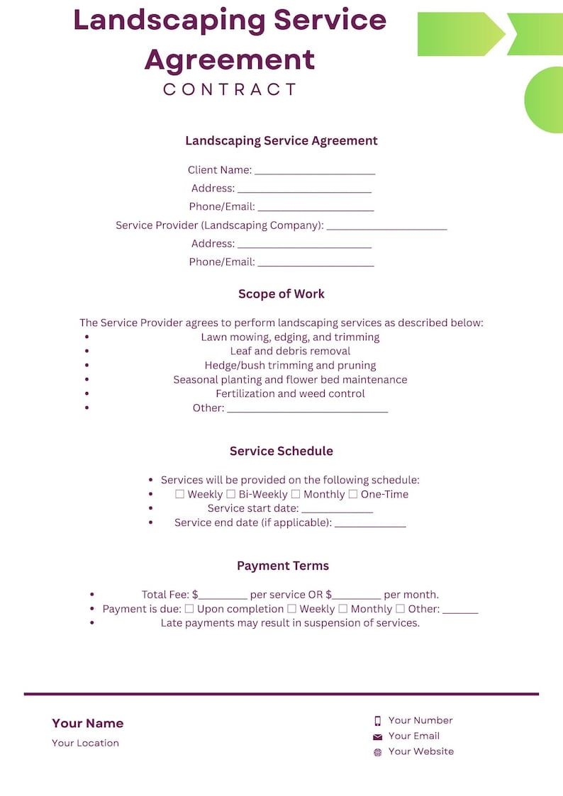 Landscaping Service Contract – Residential & Commercial Maintenance ...