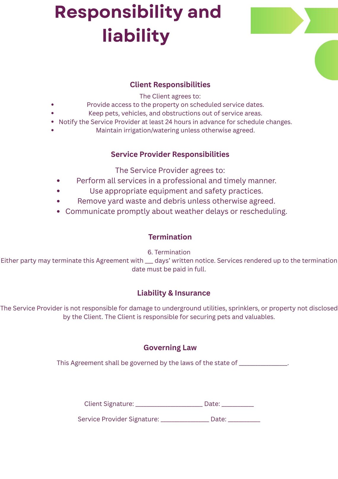 Landscaping Service Contract – Residential & Commercial Maintenance ...