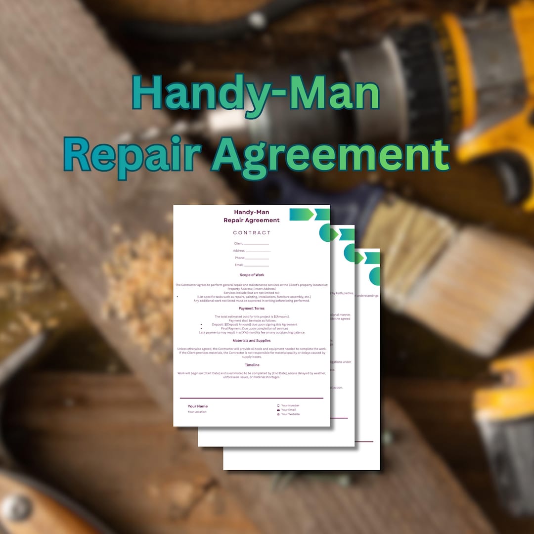 Handyman Repair Contract – Home Maintenance Service Agreement ...