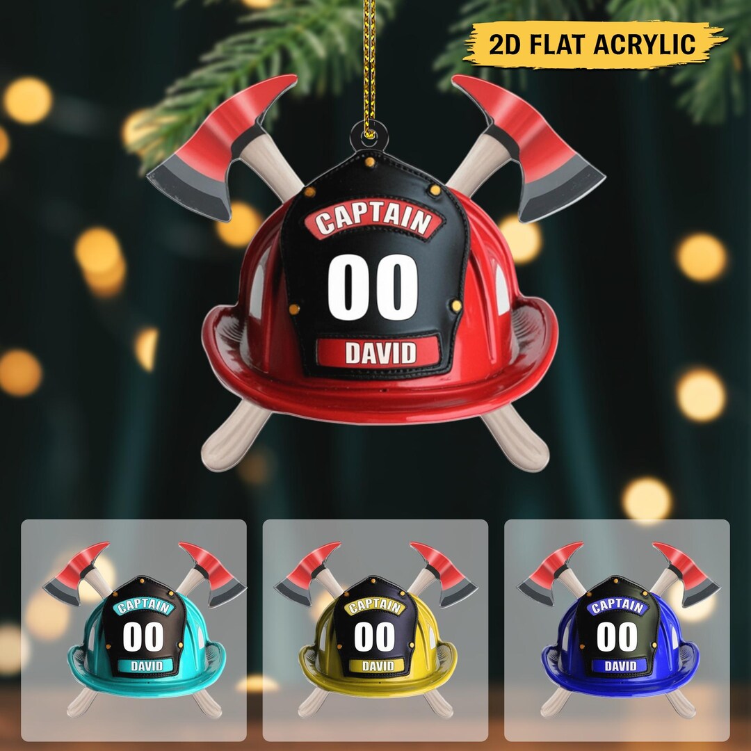 Custom Firefighter Helmet Ornament Acrylic | Personalized Fireman Tree ...