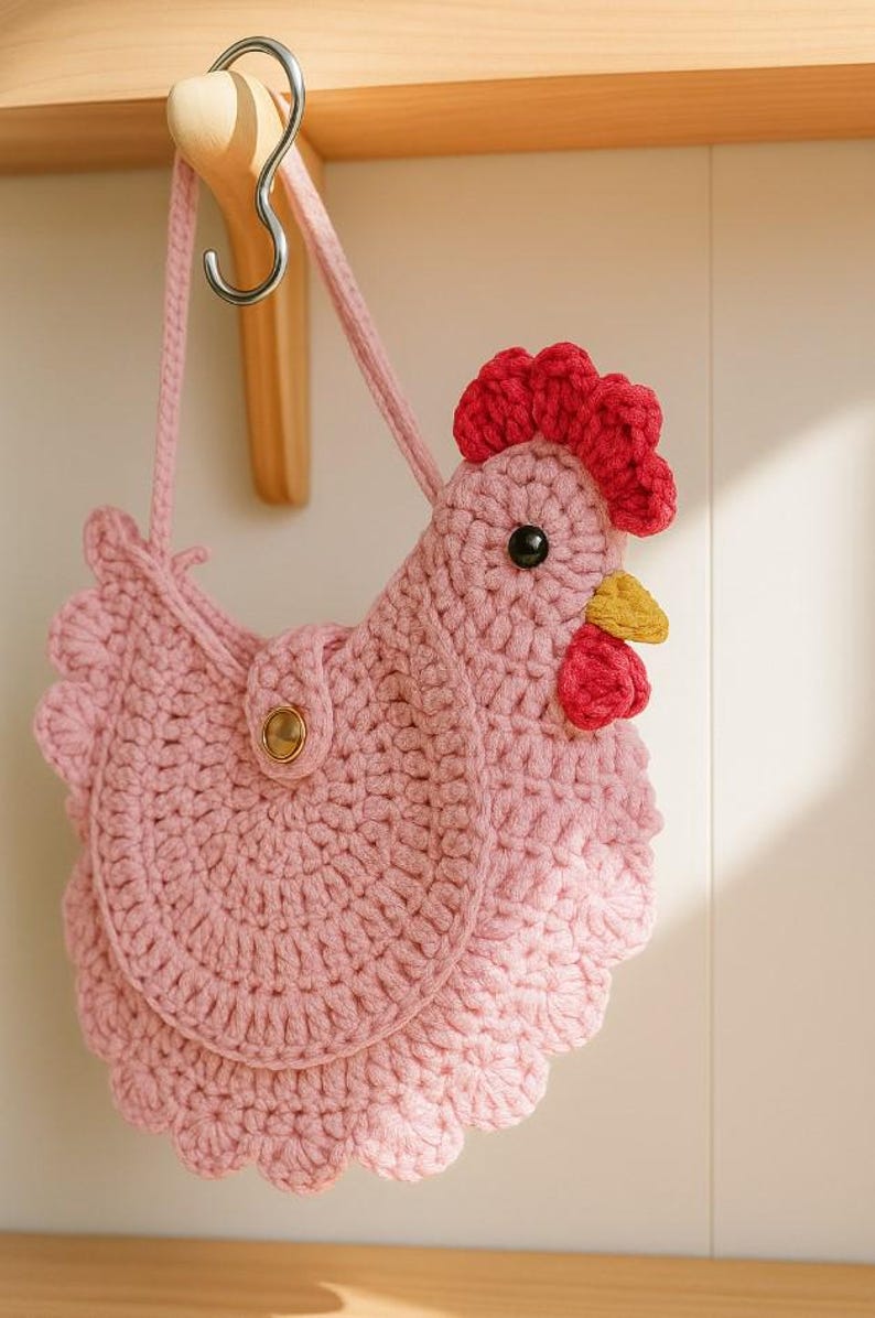 Crochet Chicken Bag Pattern PDF, Farm Animal Purse Crochet Tutorial ...