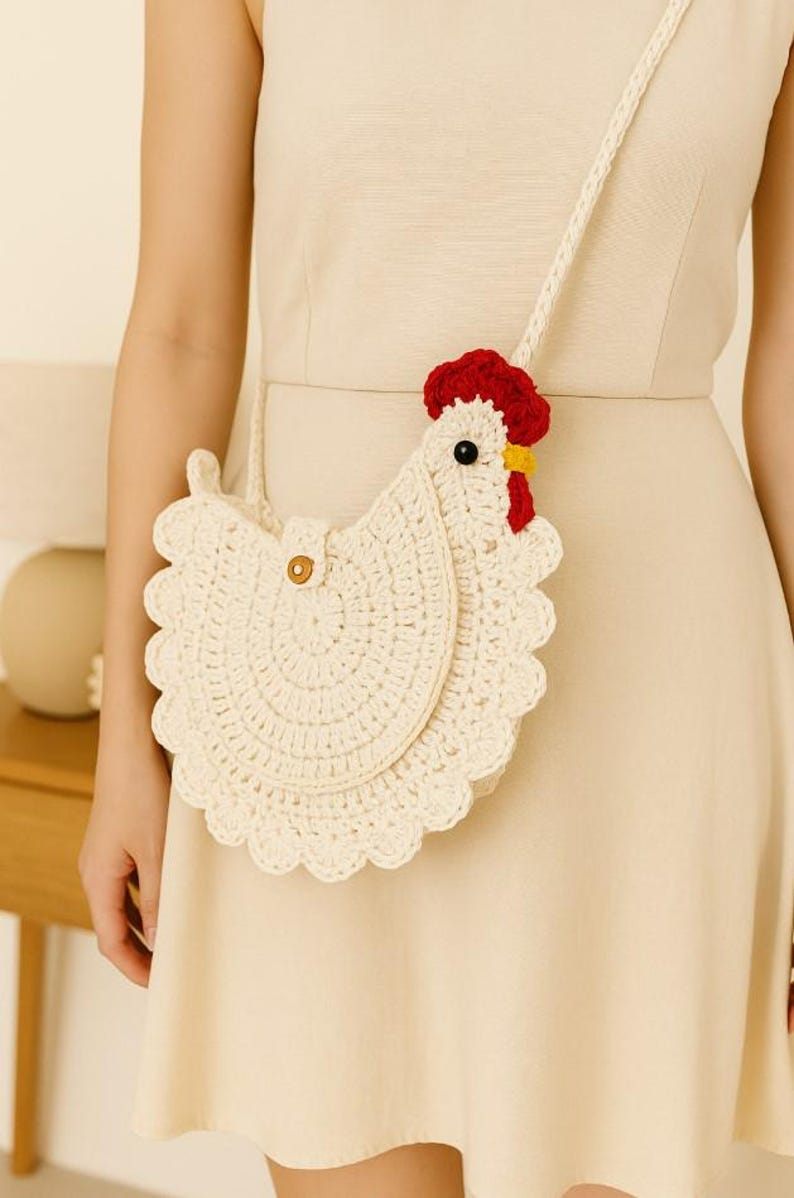 Crochet Chicken Bag Pattern PDF, Farm Animal Purse Crochet Tutorial ...