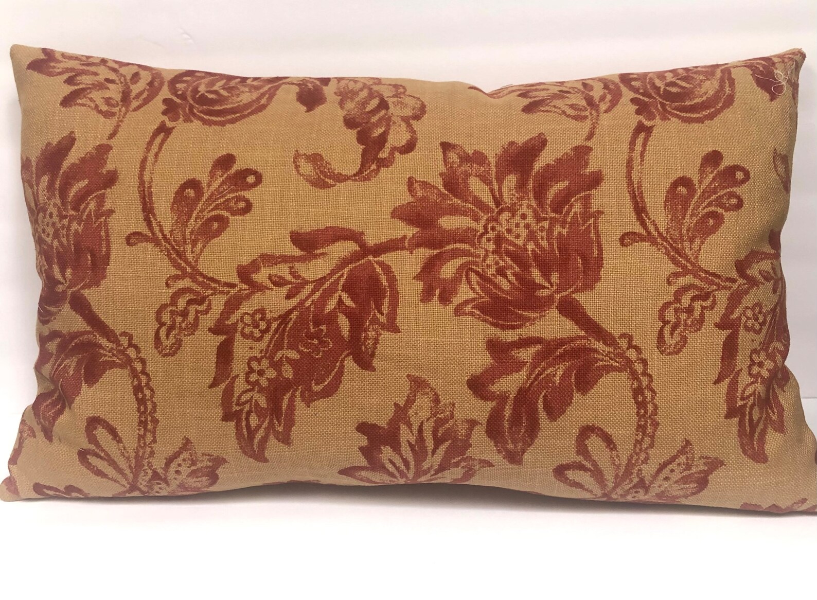 Jaclyn Smith Home Fabrics - Red Floral Damask Pillow Cover - Golden Tan - Rusty Red Floral - Etsy