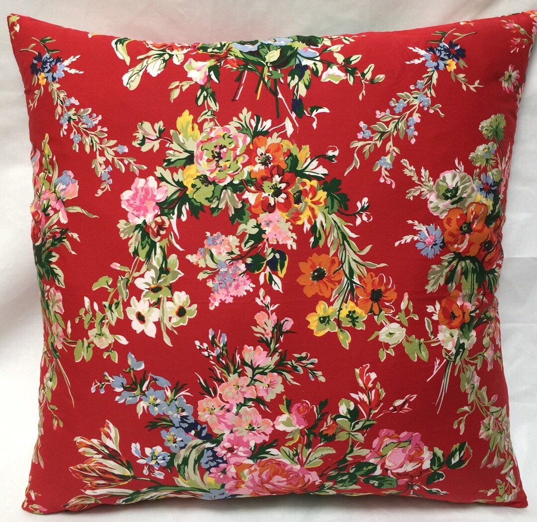 Ralph Lauren Red Floral Pillow Cover - Discontinued Belle Harbor Red ...