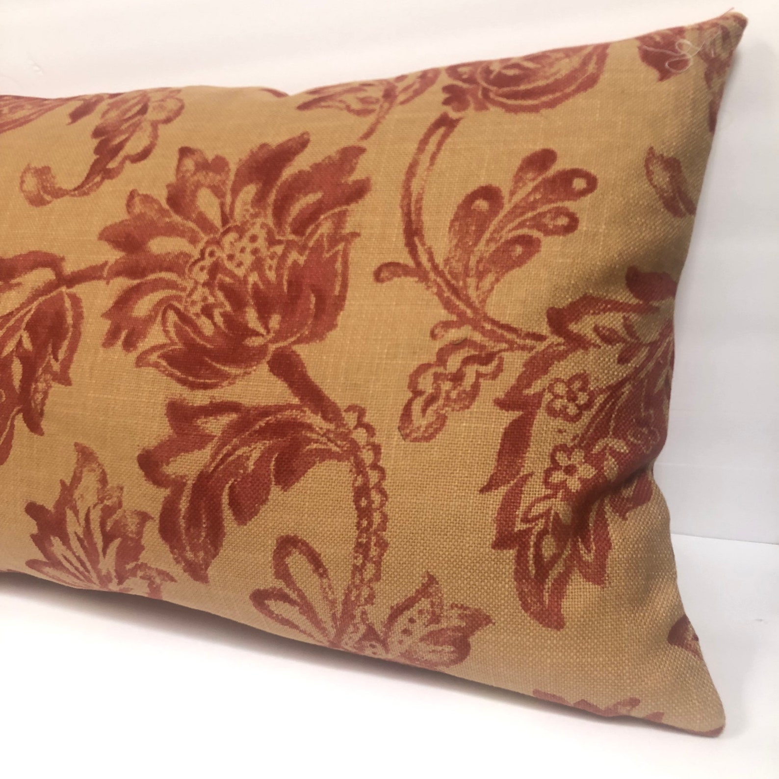 Jaclyn Smith Home Fabrics - Red Floral Damask Pillow Cover - Golden Tan - Rusty Red Floral - Etsy
