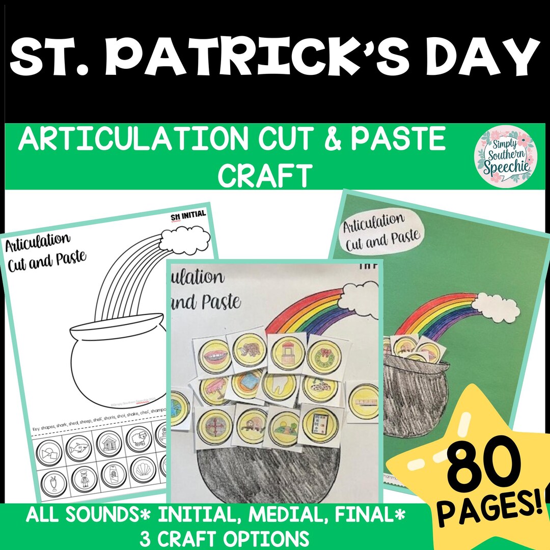 St. Patrick’s Day Articulation Cut and Paste Craft | Speech Therapy All ...