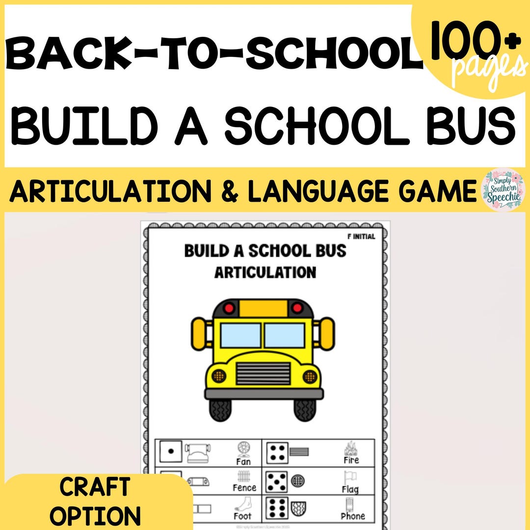 Build a School Bus Speech Therapy Game & Craft Back to School Language ...