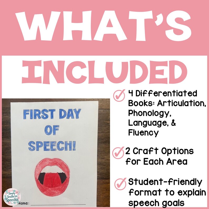 1st Day of Speech Book Craft | Back to School Speech Therapy Activity ...