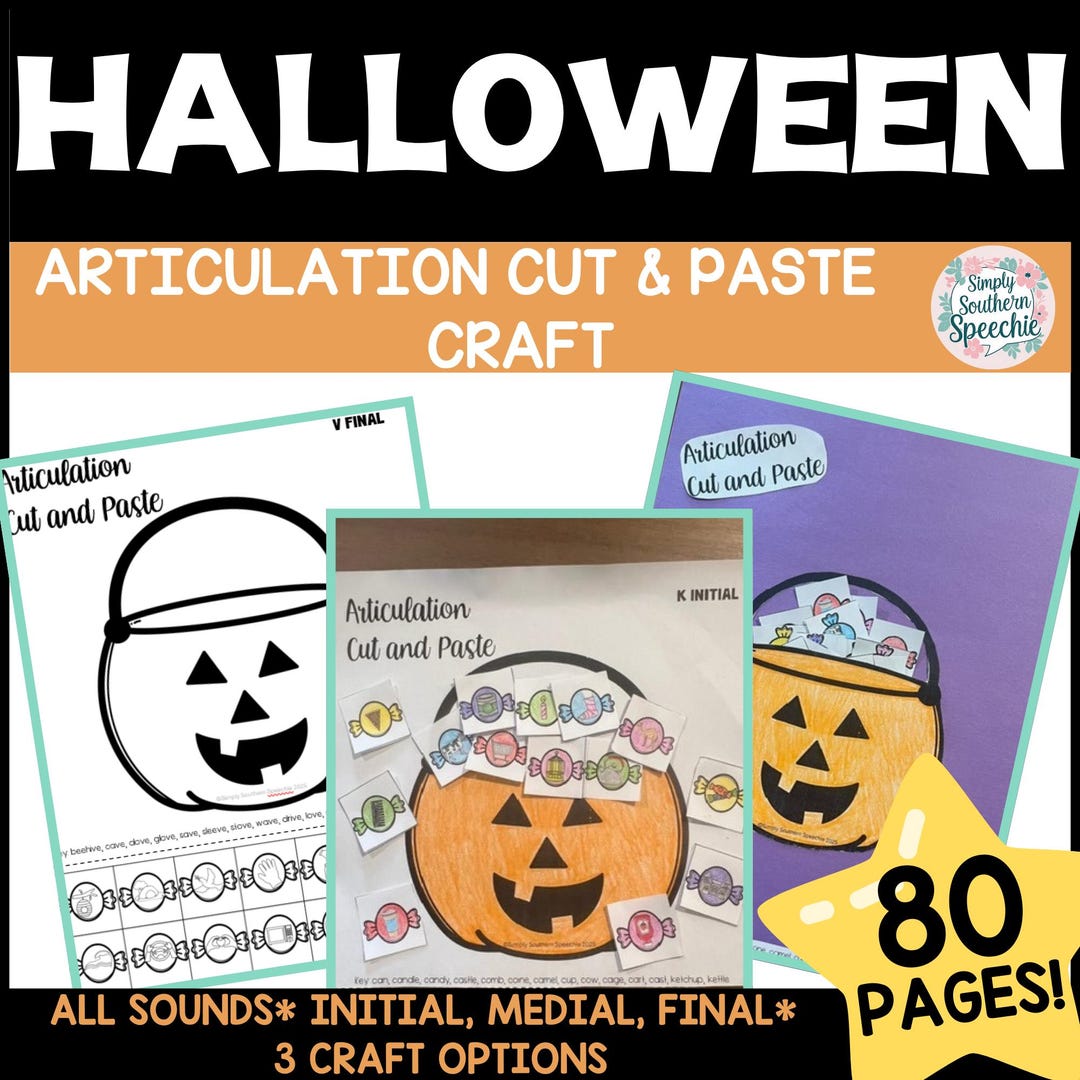 Halloween Articulation Cut and Paste Craft | Speech Therapy Activities ...