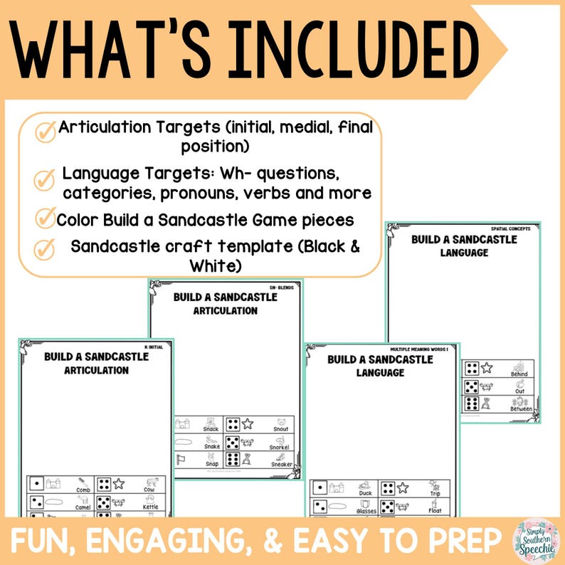 Build a Sandcastle Speech Therapy Activity | Summer Articulation ...