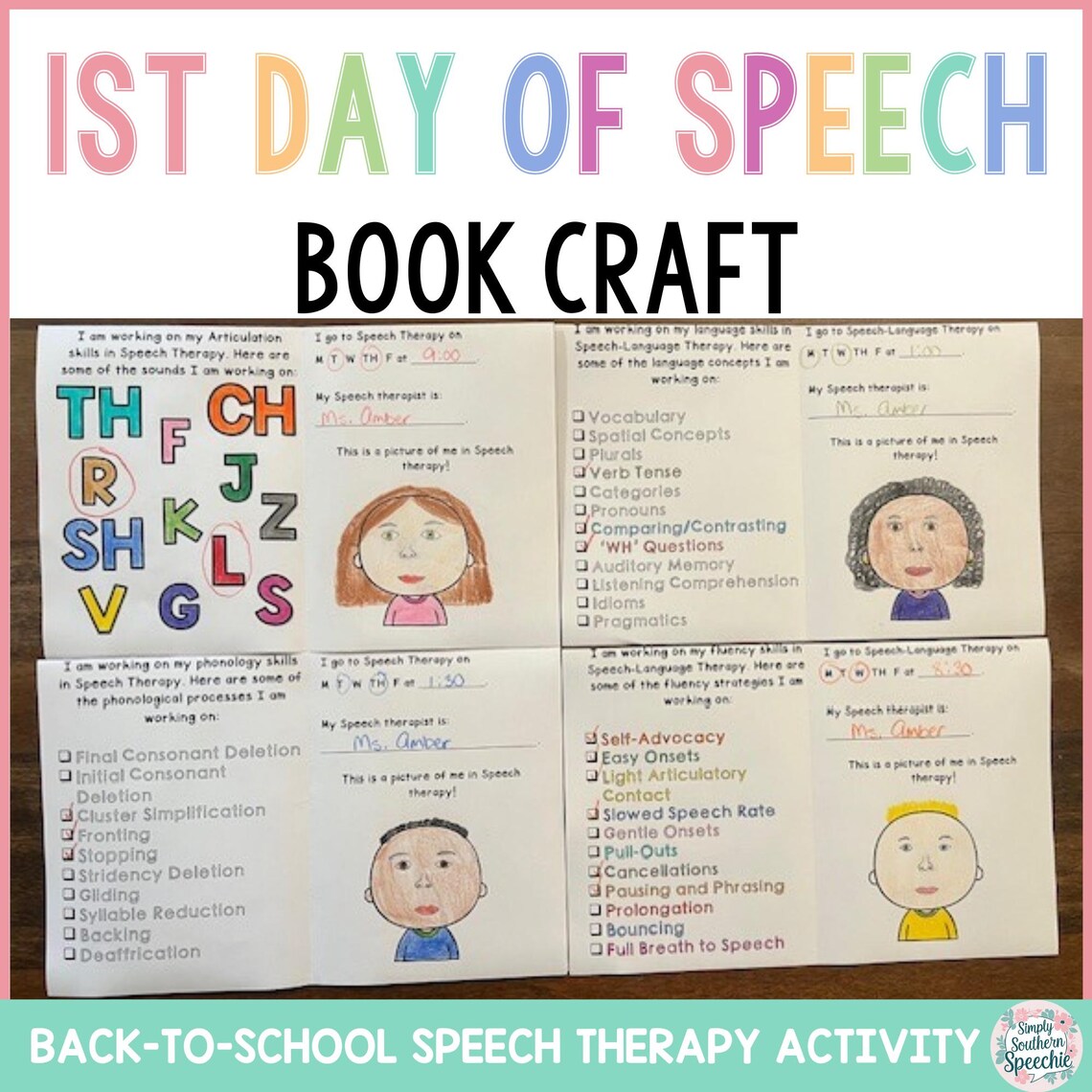 1st Day of Speech Book Craft | Back to School Speech Therapy Activity ...