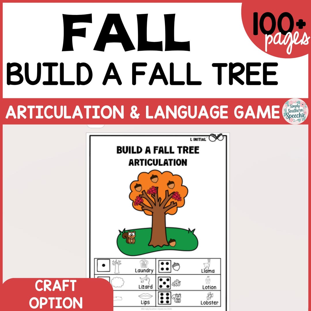 Build a Fall Tree Speech Therapy Game Craft Autumn Articulation and ...