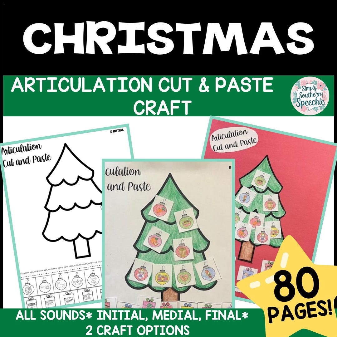 Christmas Articulation Cut and Paste Craft | Speech Therapy Activity - Etsy
