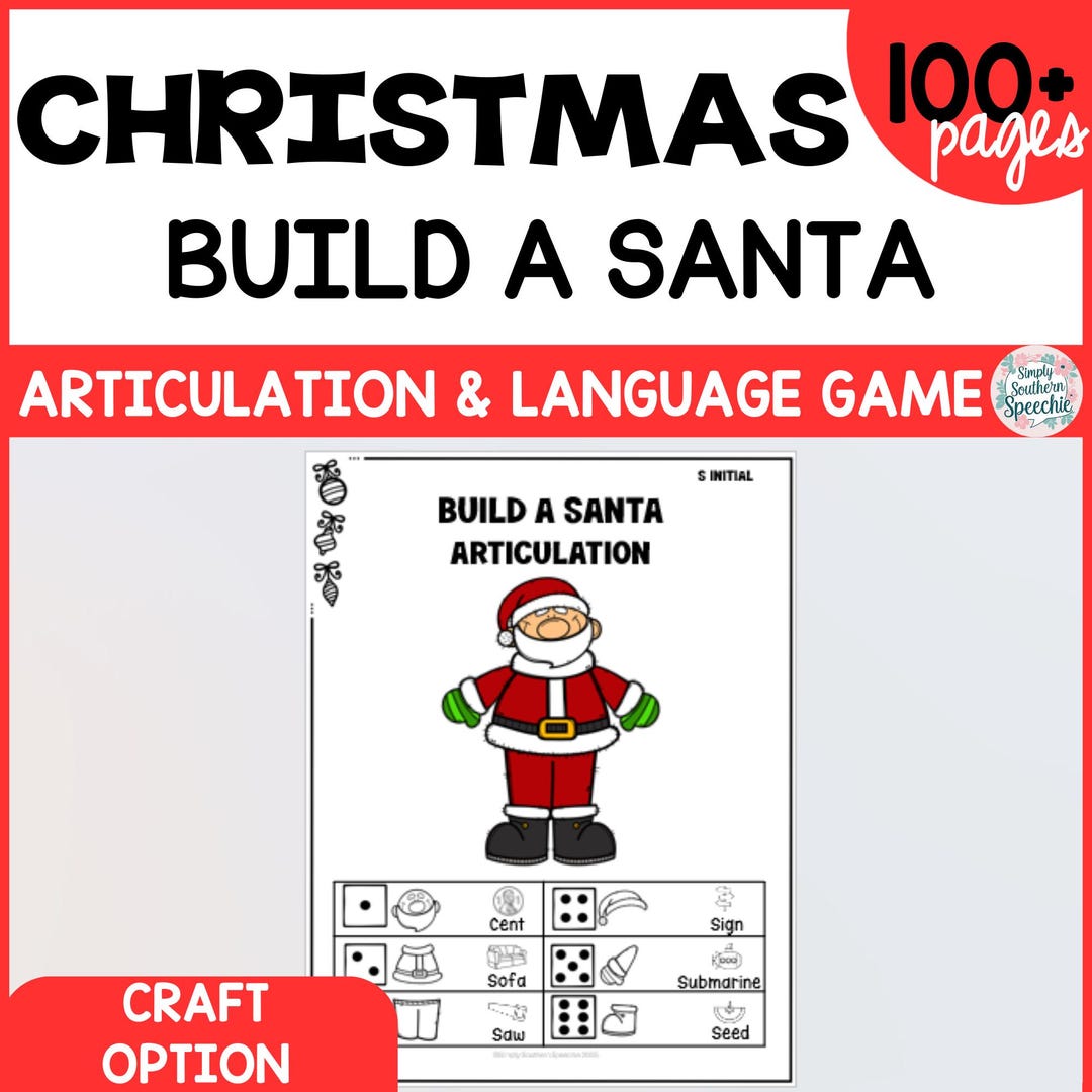 Christmas Build a Santa Speech Therapy Game & Craft for Articulation ...